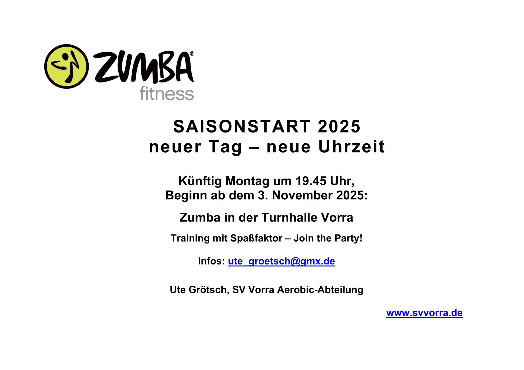 Herzlich Willkommen beim SV Vorra - Zumba