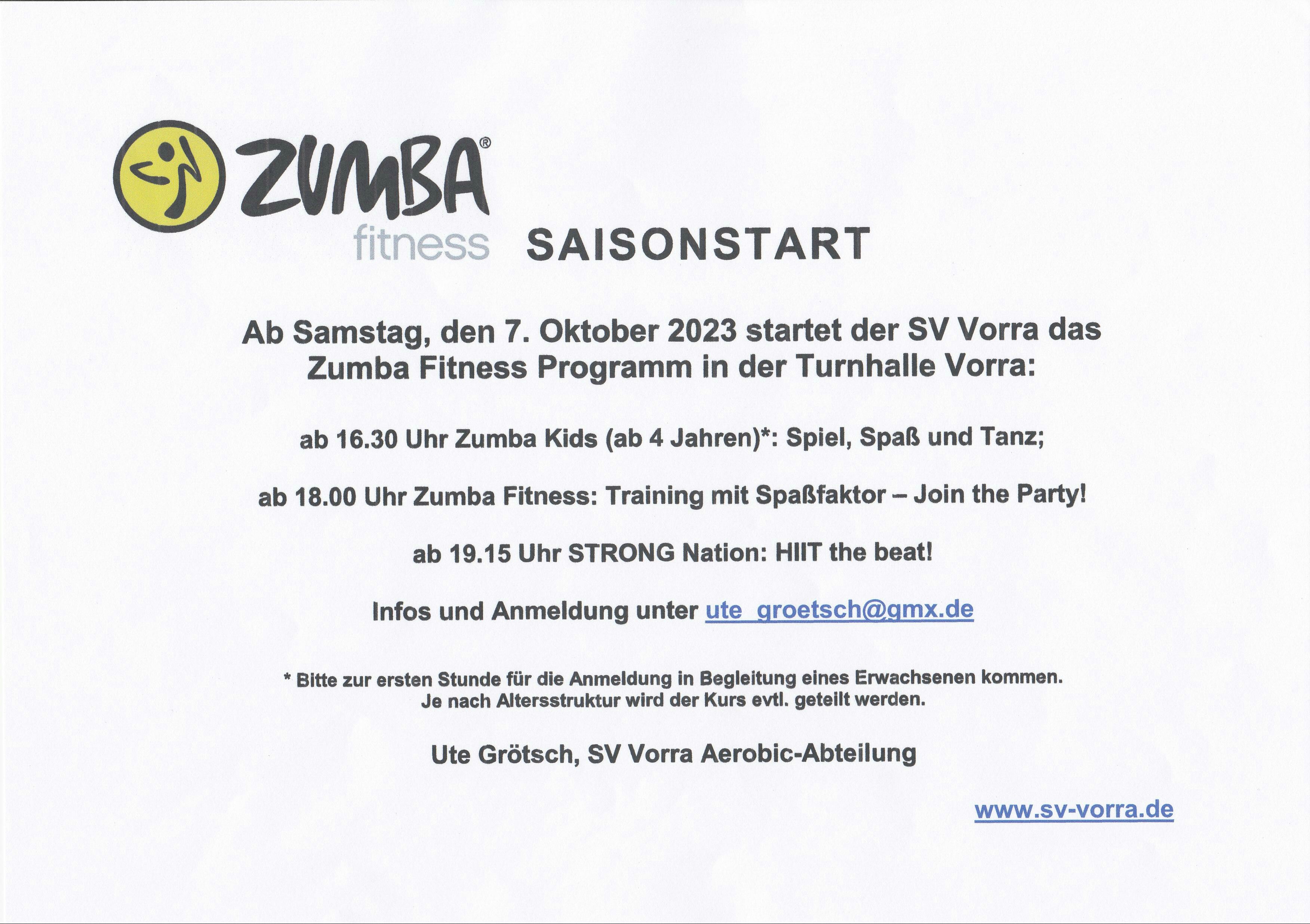 Herzlich Willkommen beim SV Vorra - Zumba
